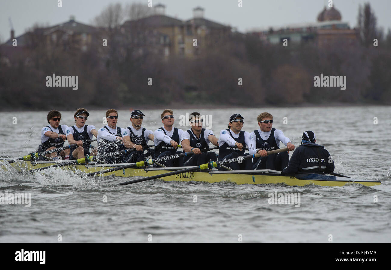 London, UK. 21st March, 2015. Oxford University Boat Club in action ...