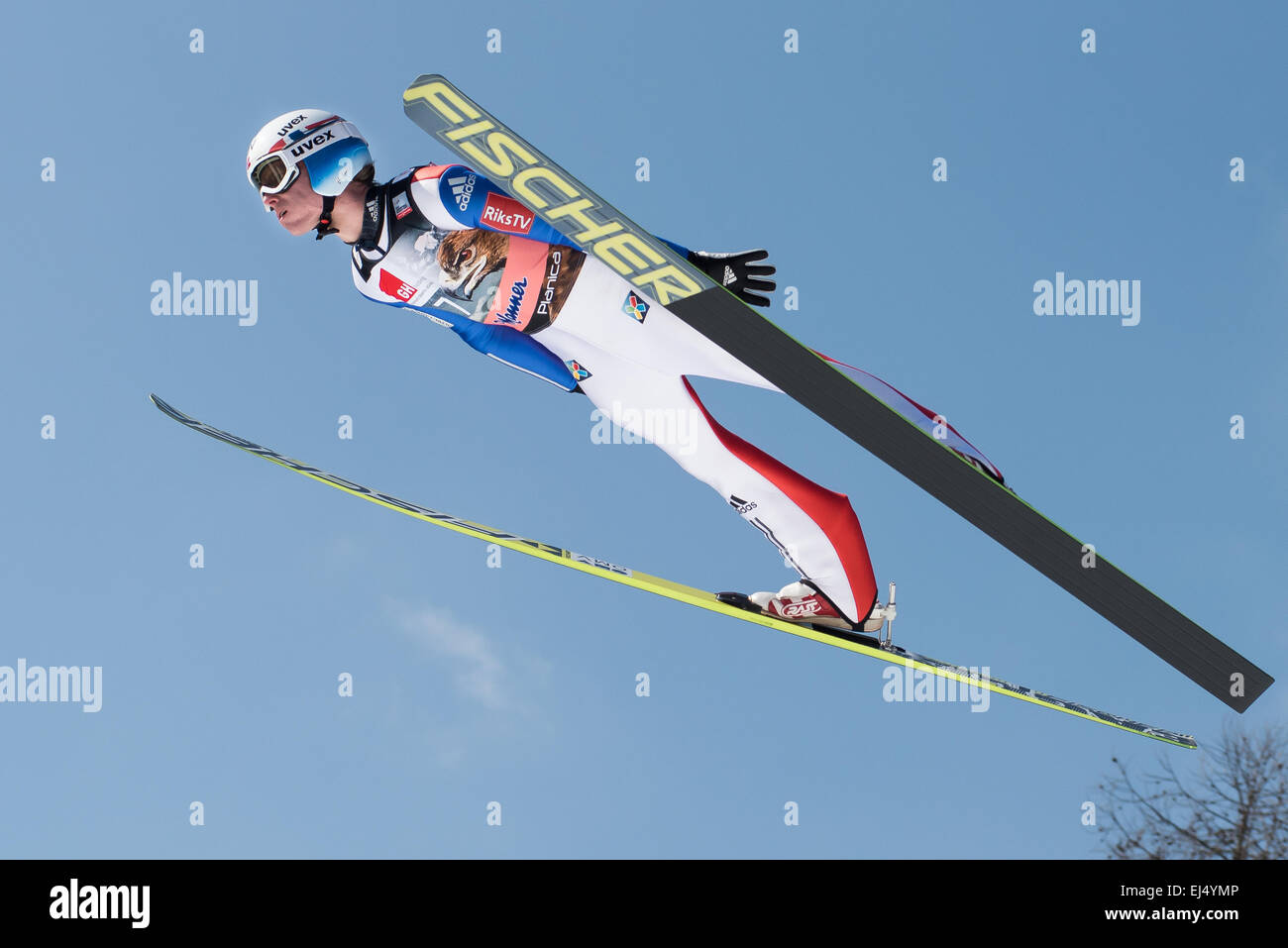 Planica, Slovenia. 21st Mar, 2015. Rune Velta of Norway competes during ...