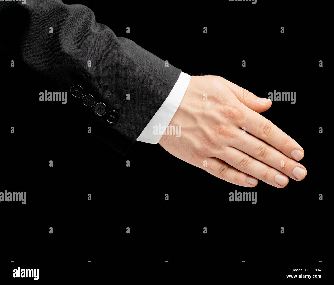 Caucasian male hand in a business suit isolated Stock Photo - Alamy