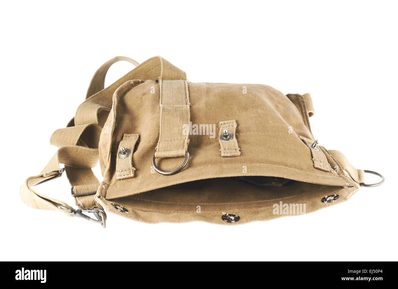 Brown army shoulder bag isolated Stock Photo - Alamy