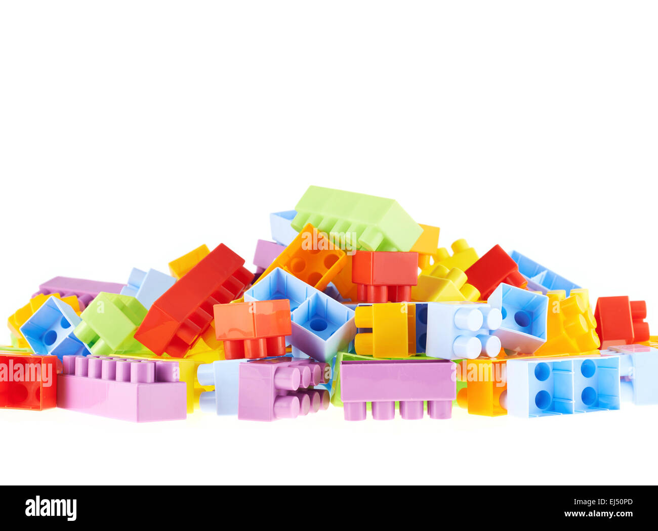 Pile of colorful toy construction bricks Stock Photo - Alamy