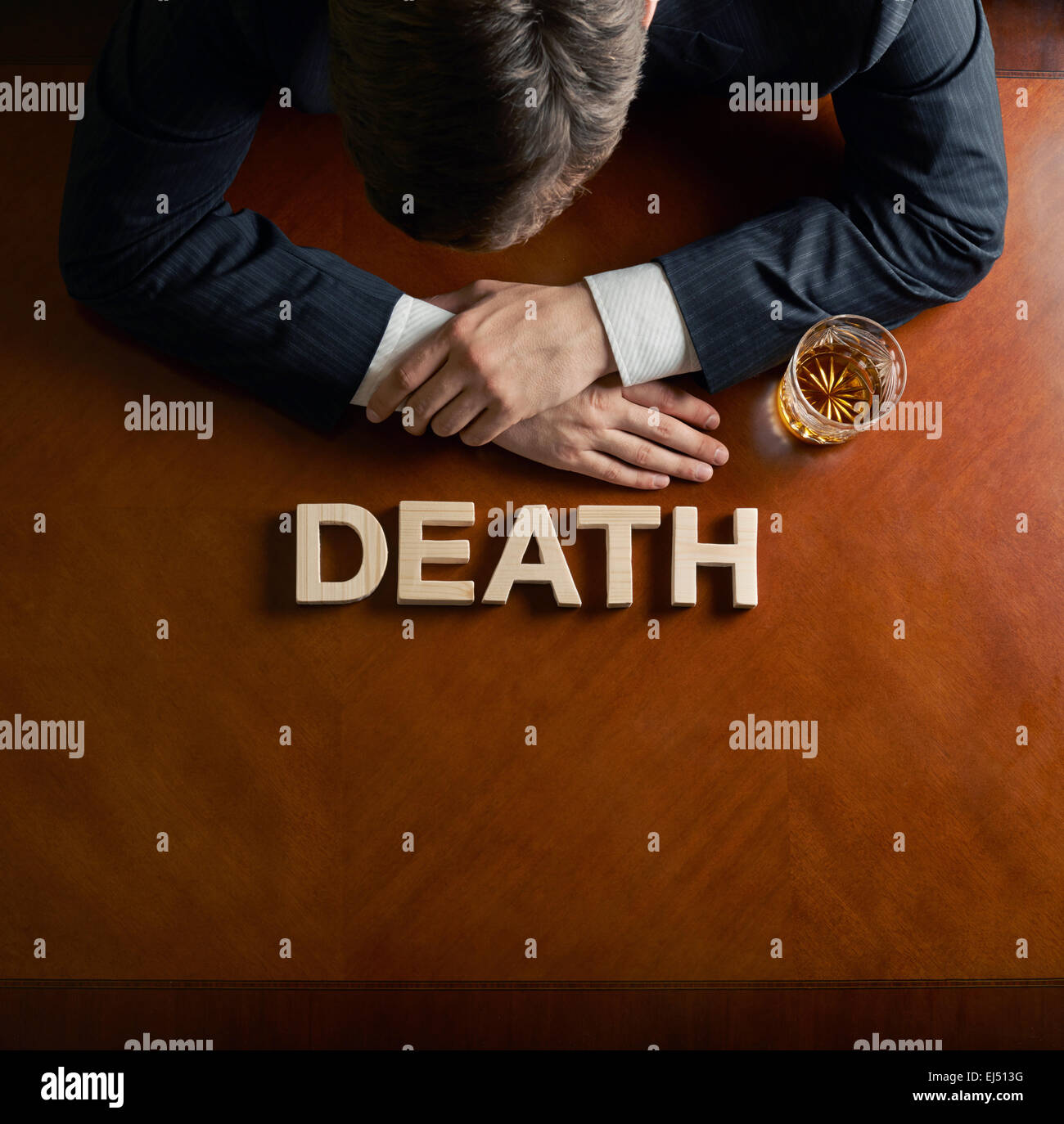 Word Death and devastated man composition Stock Photo - Alamy