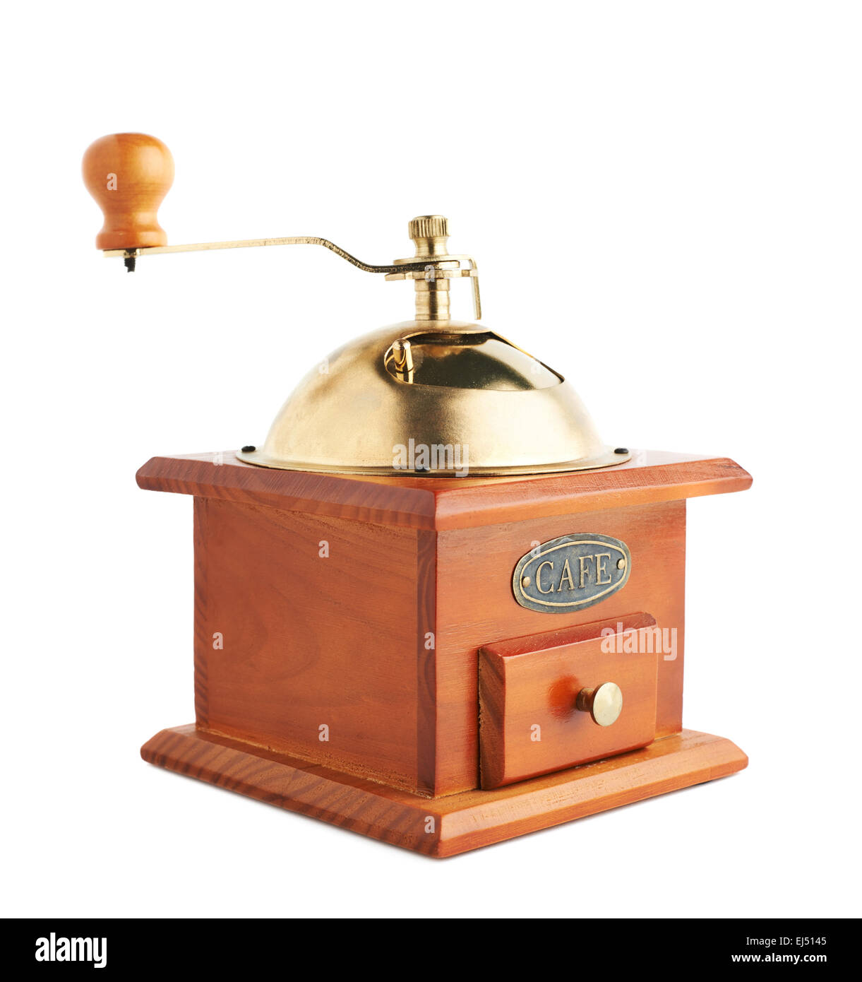 Traditional manual wooden coffee grinder isolated Stock Photo - Alamy