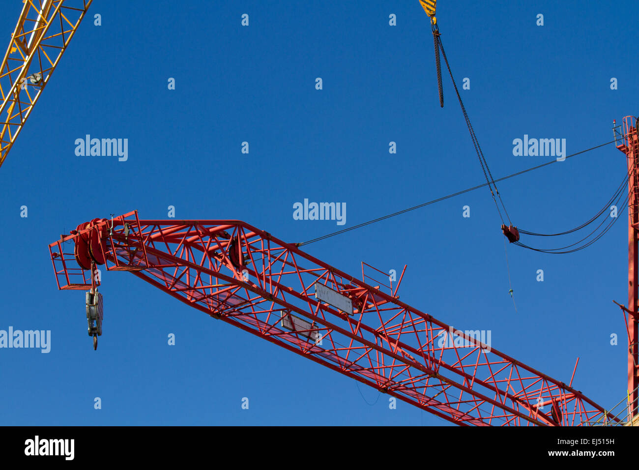 Liverpool city centre construction site. Huge crane being dismantled ...