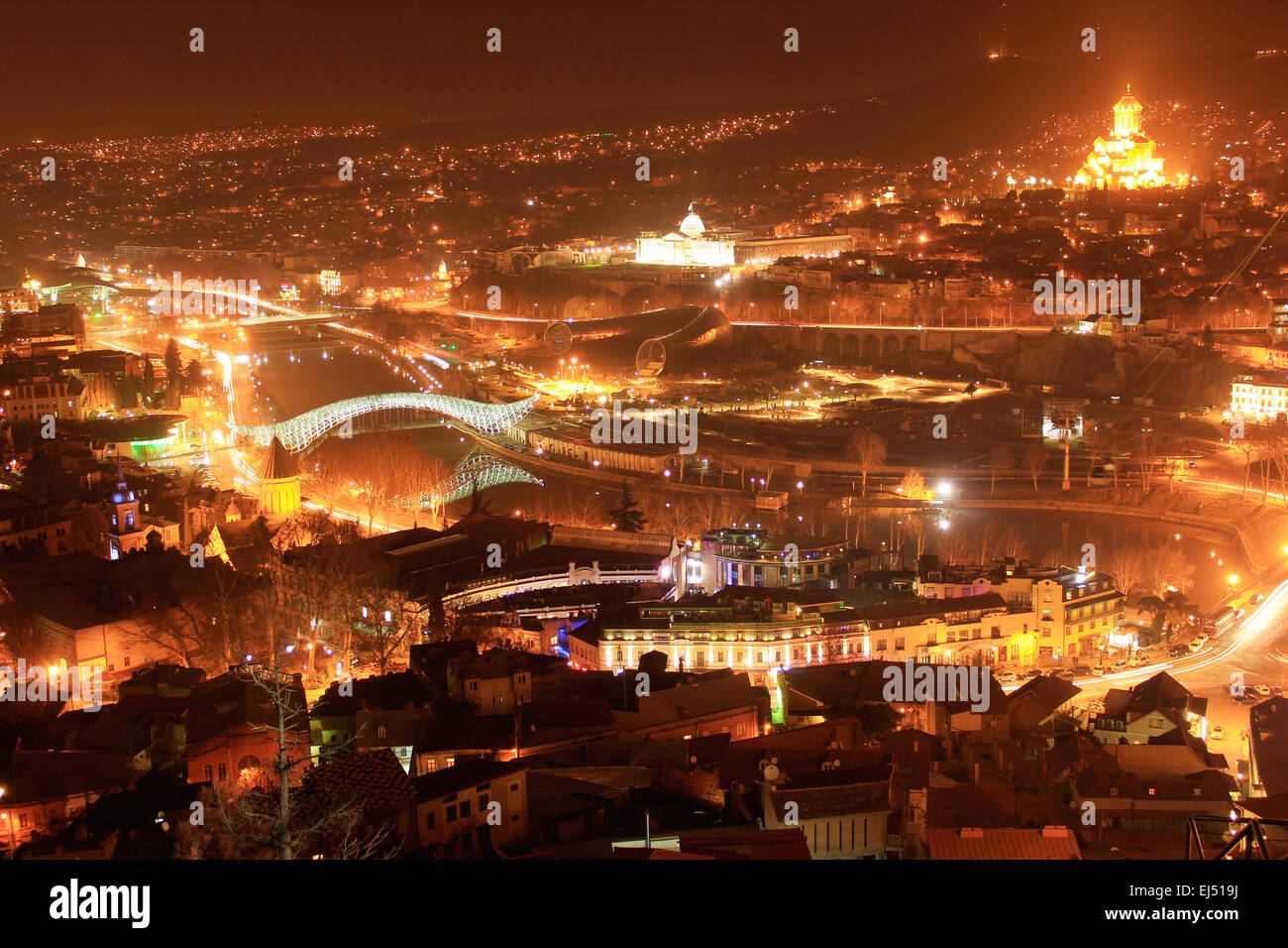 Tbilisi night cityscape Stock Photo - Alamy