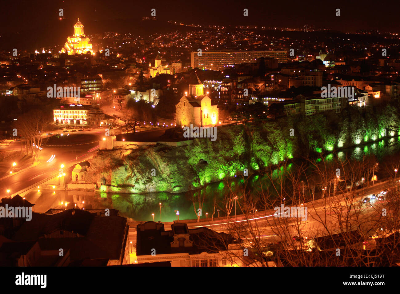 Tbilisi night cityscape Stock Photo - Alamy