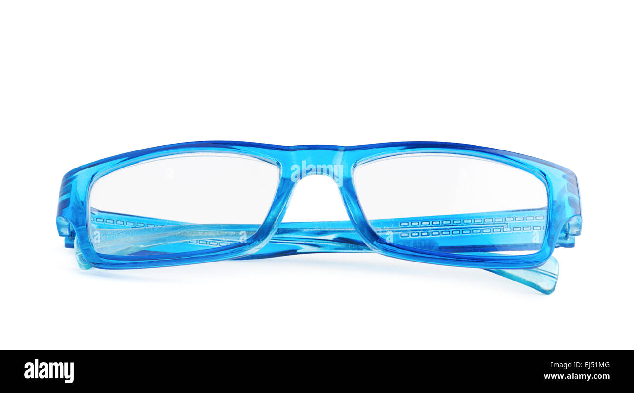 Blue plastic glasses isolated Stock Photo - Alamy
