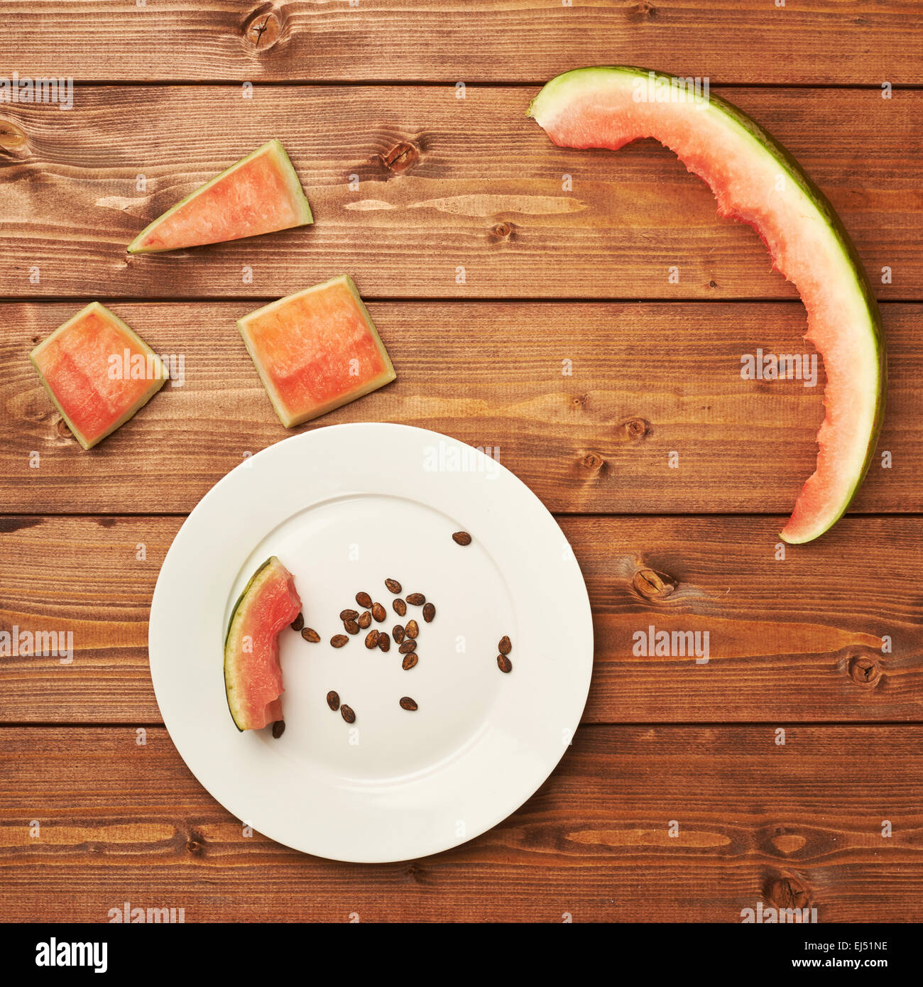 Slices of eaten watermelon composition Stock Photo - Alamy