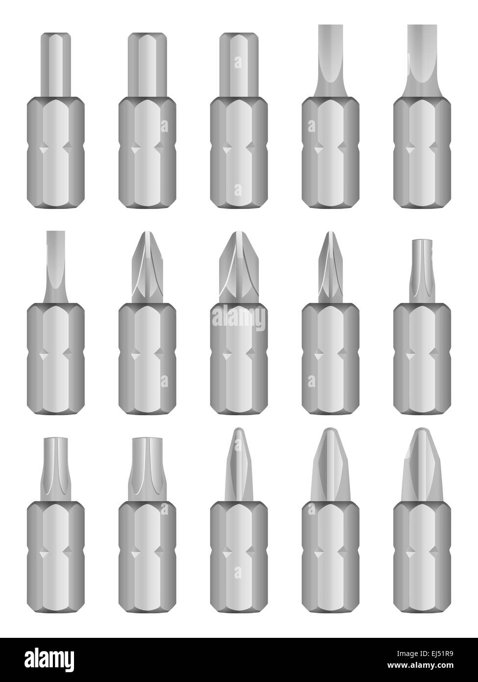 Screw driver bit set on white background Stock Photo - Alamy