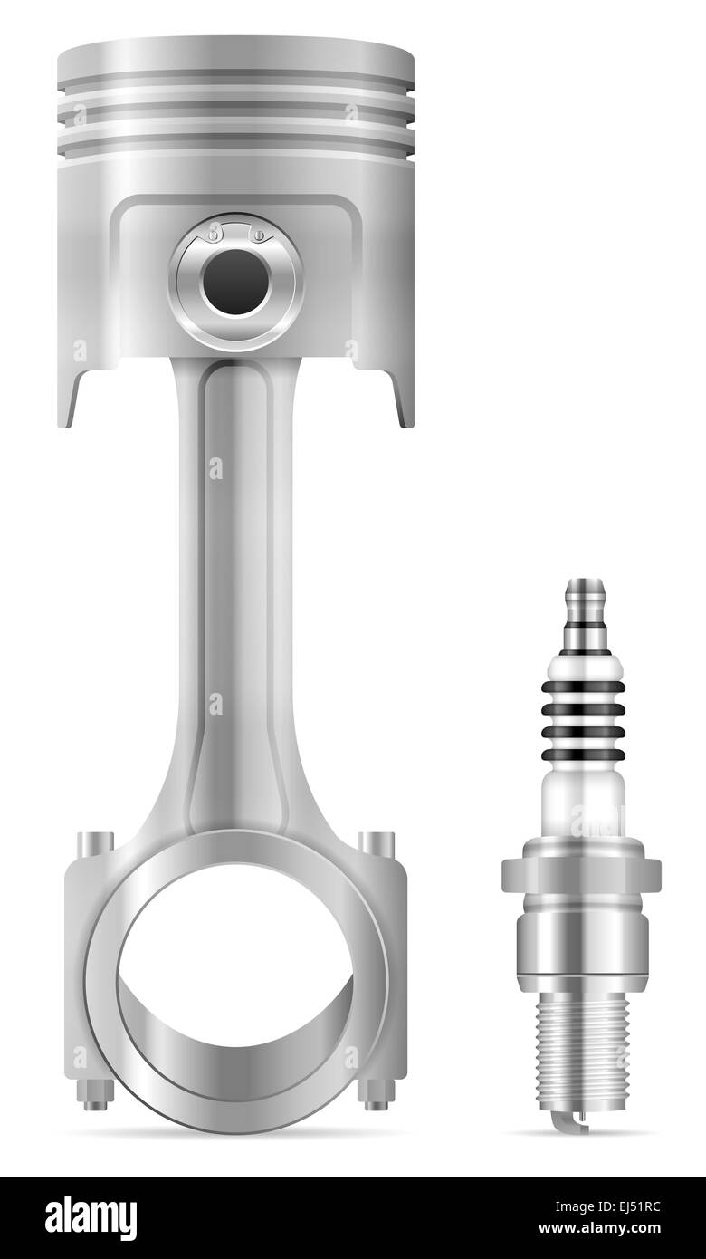 spark plug and piston on a white background Stock Photo - Alamy