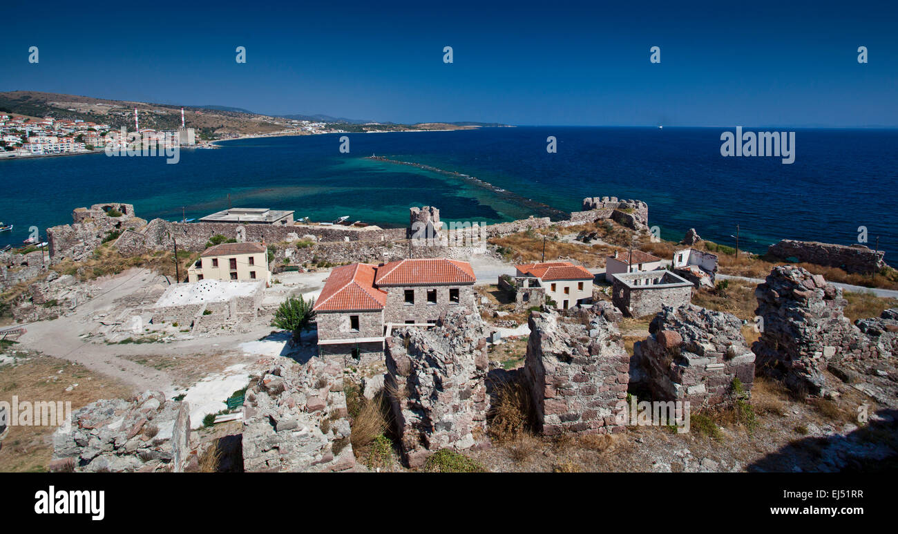 The bay around Mytilene Castle in Mytilene in Lesbos, Greece Stock ...