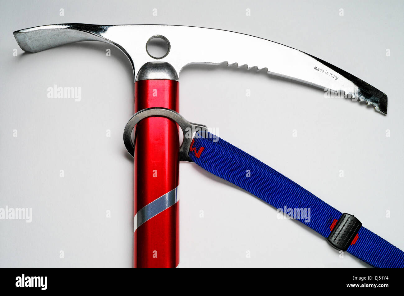 Mountaineering ice pickaxe with short wrist loop Stock Photo - Alamy