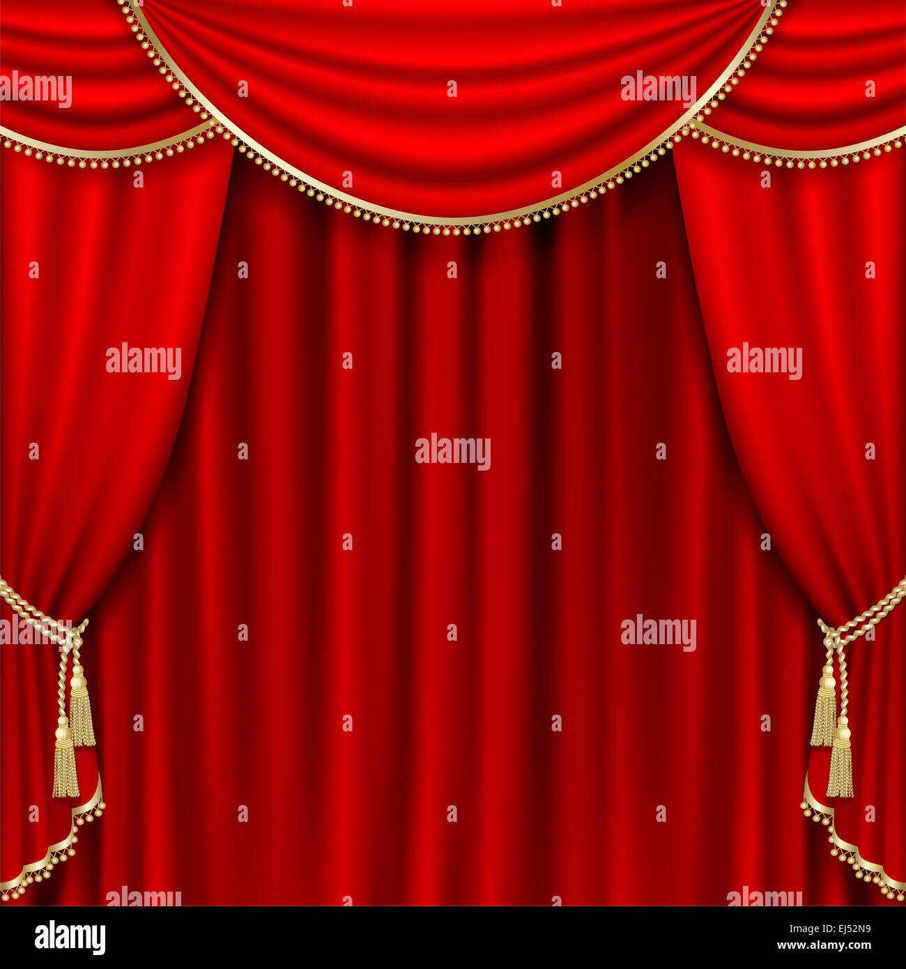 Theater stage with red curtain. Clipping Mask. Mesh Stock Photo - Alamy