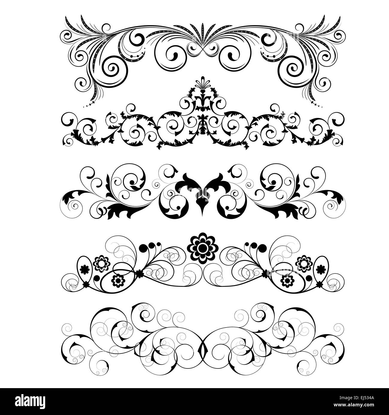 Set from black design elements on a white background Stock Photo - Alamy