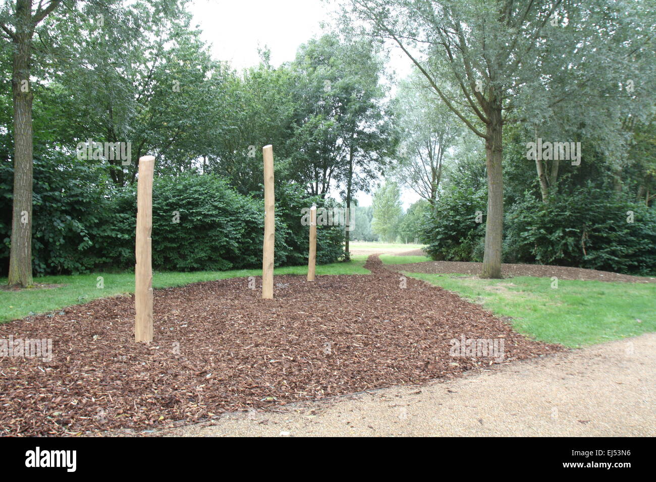 timber play area climbing poles Stock Photo - Alamy