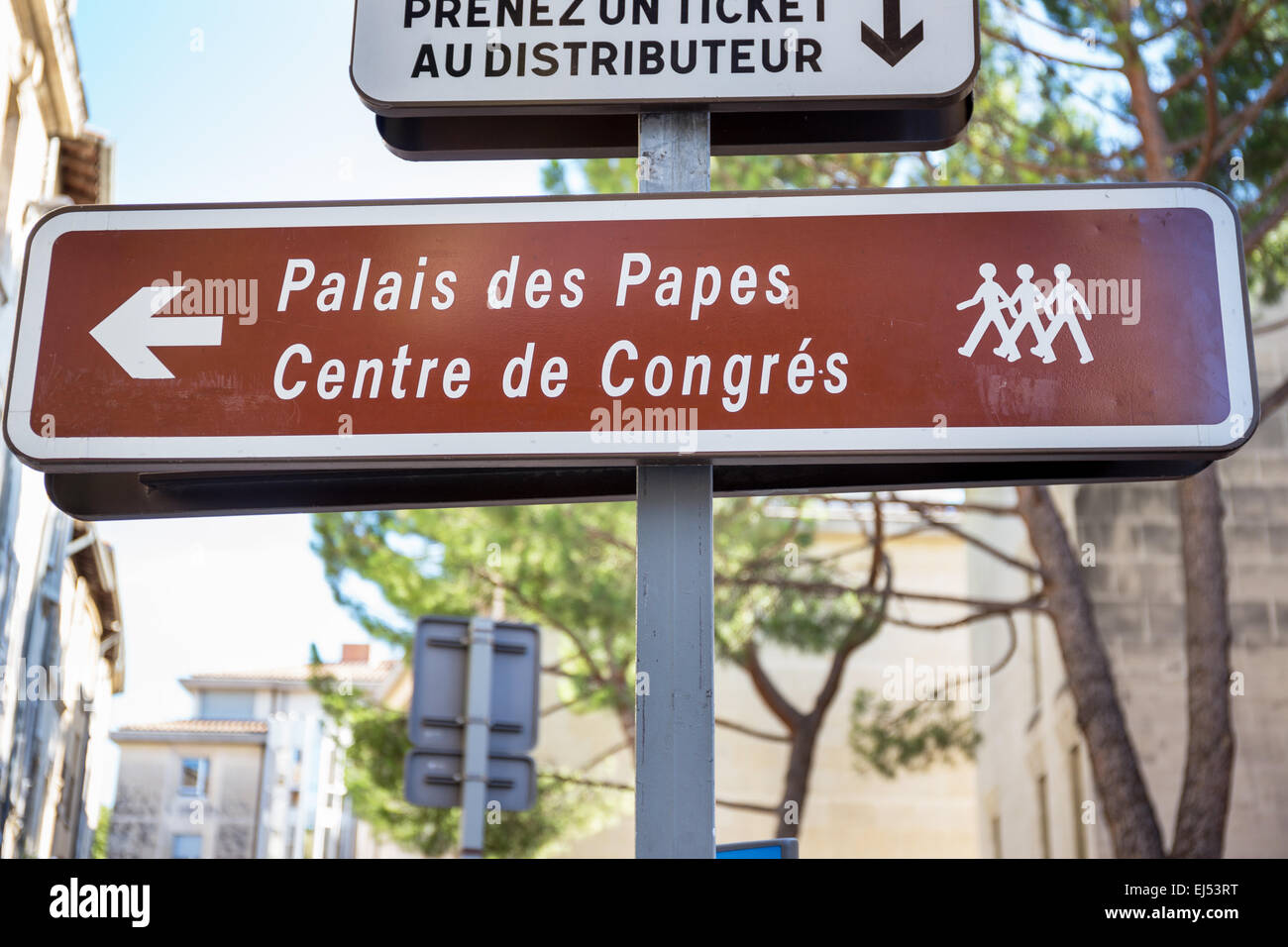 Directional signs Palais des Papes city of Avignon Vaucluse Provence ...