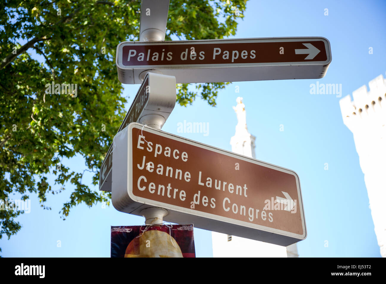 Directional signs Palais des Papes city of Avignon Vaucluse Provence ...