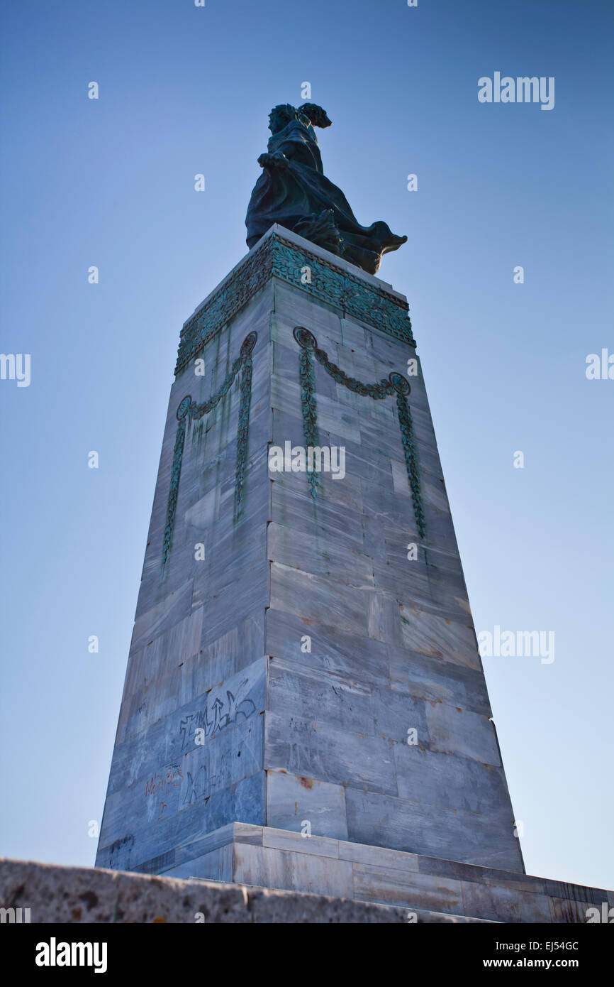 The Statue at the port and Harbour of Mytilene in Lesbos, Greece Stock ...