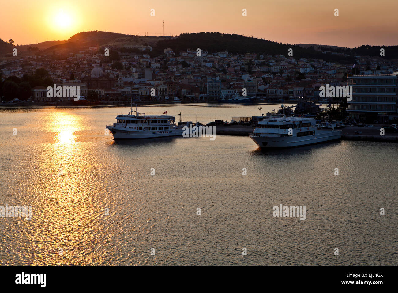 The port and Harbour of Mytilene in Lesbos, Greece Stock Photo - Alamy