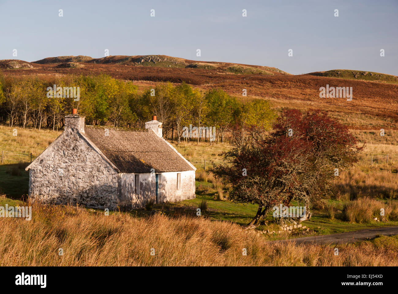 A solitary croft, Upperglen, seen in the morning light, on Waternish ...
