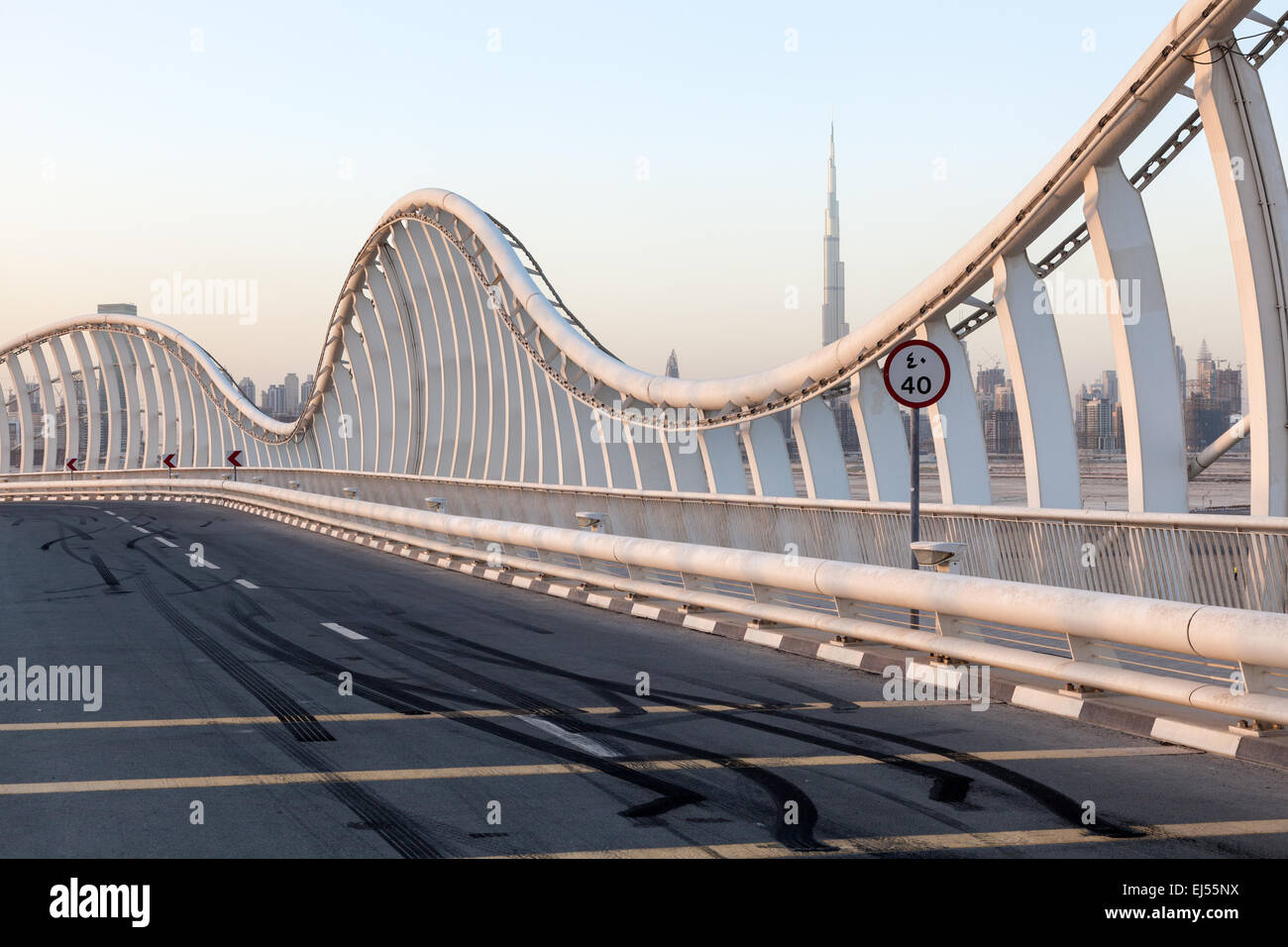 Skid Marks at the Meydan Bridge in Dubai, United Arab Emirates Stock ...
