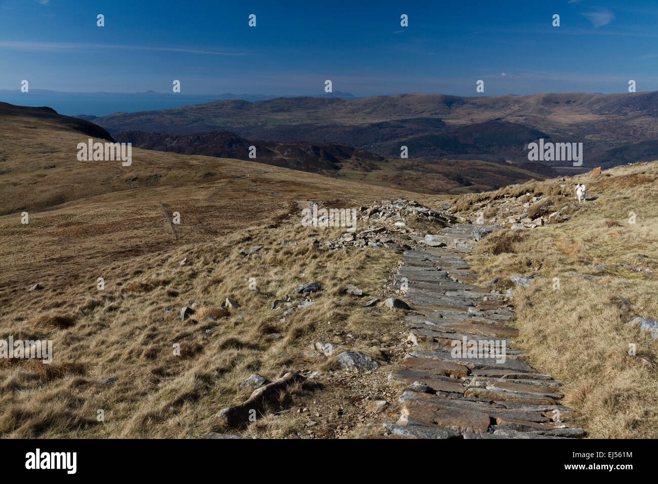 A view on the way up the Pony Path on Cadair Idris in southern ...