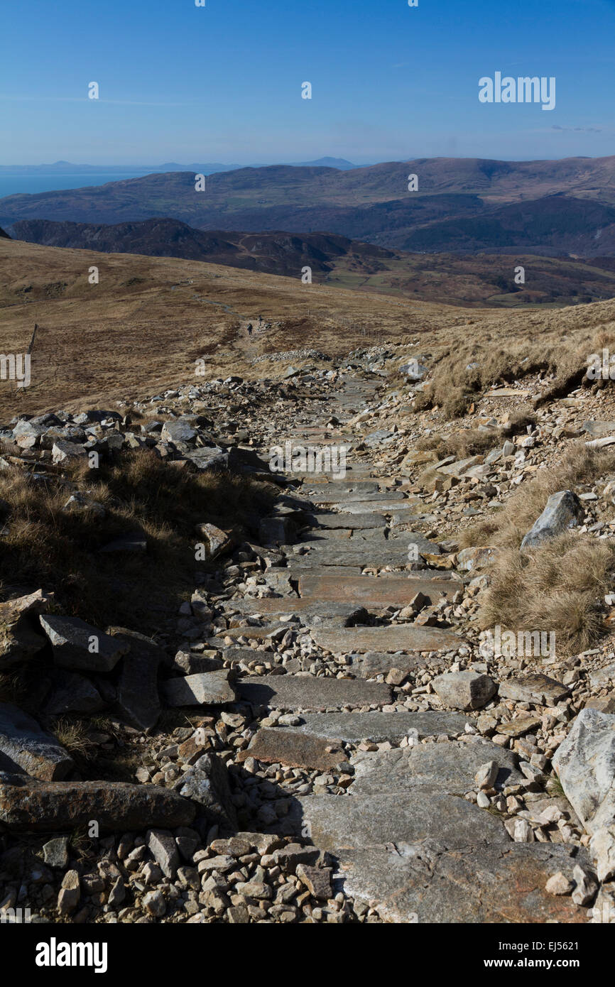 A view on the way up the Pony Path on Cadair Idris in southern ...