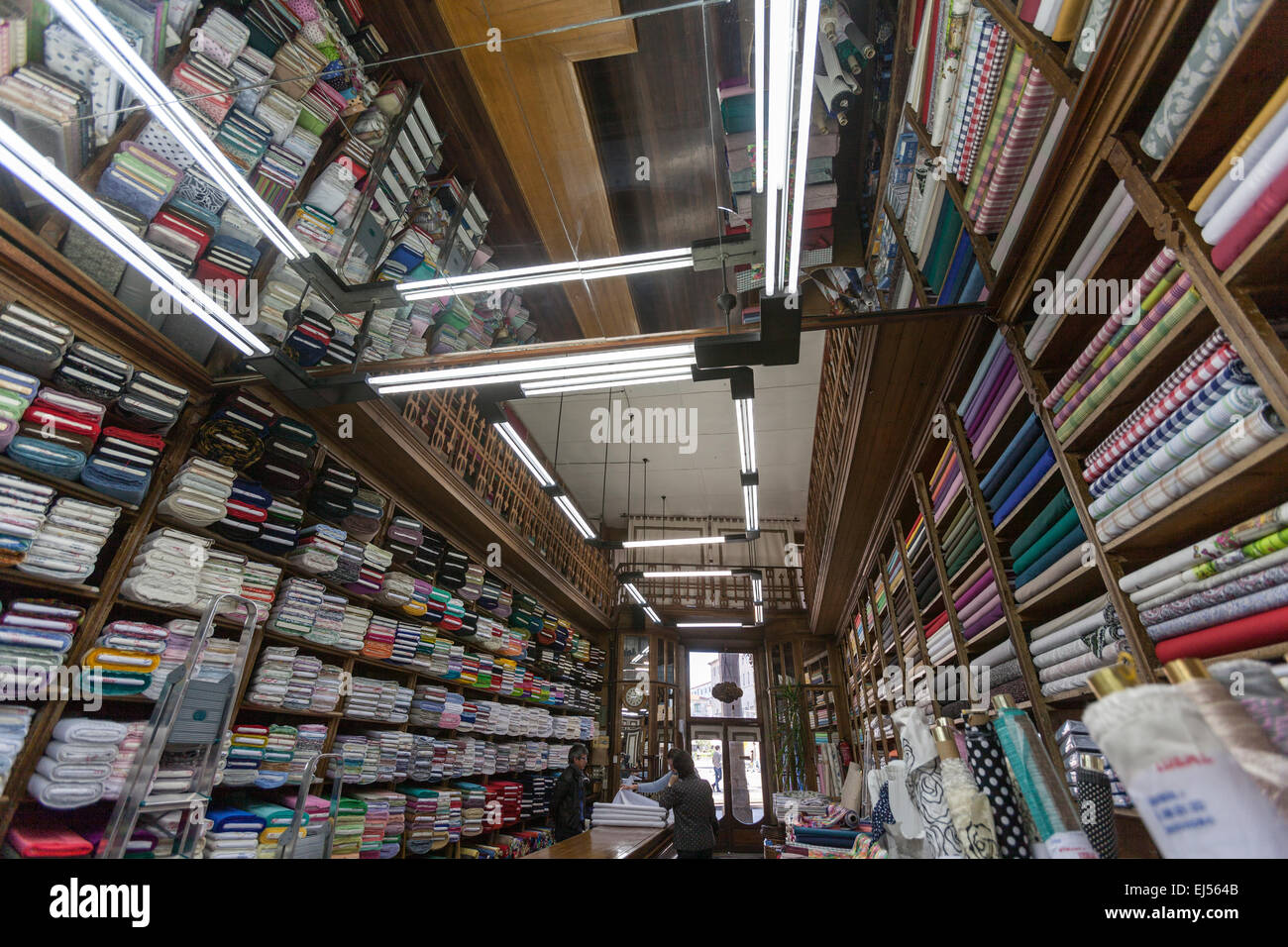 Vintage textile shop in Pontevedra Stock Photo - Alamy