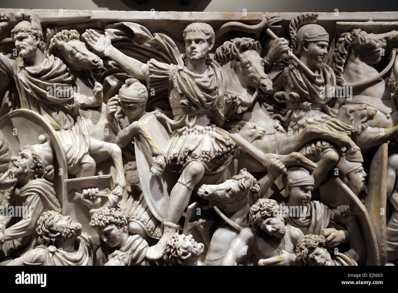 Ludovisi Battle sarcophagus. 3rd century. Roman era. Battle scene ...