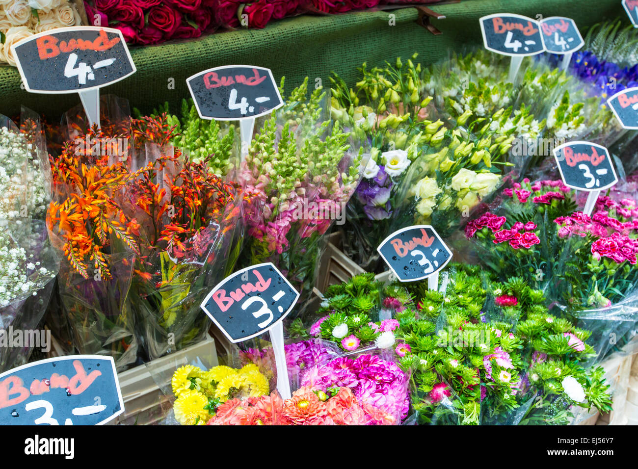 Autumn flower bouquets on farmer agricultural market, Germany Stock ...