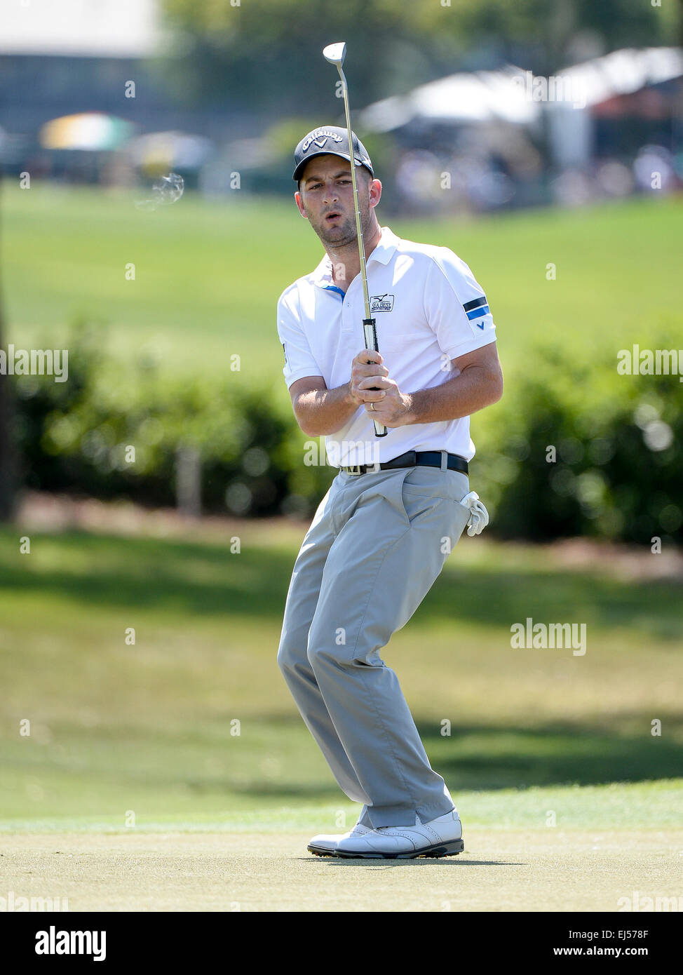 Orlando, Florida, USA. 21st Mar, 2015. Matt Every reacts to his birdie ...