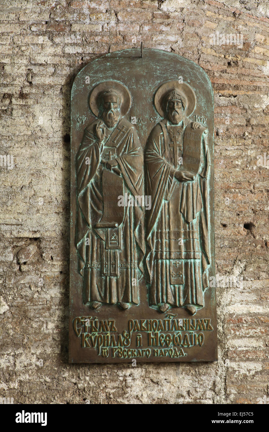 Memorial tablet to Saints Cyril and Methodius in the Basilica di San ...