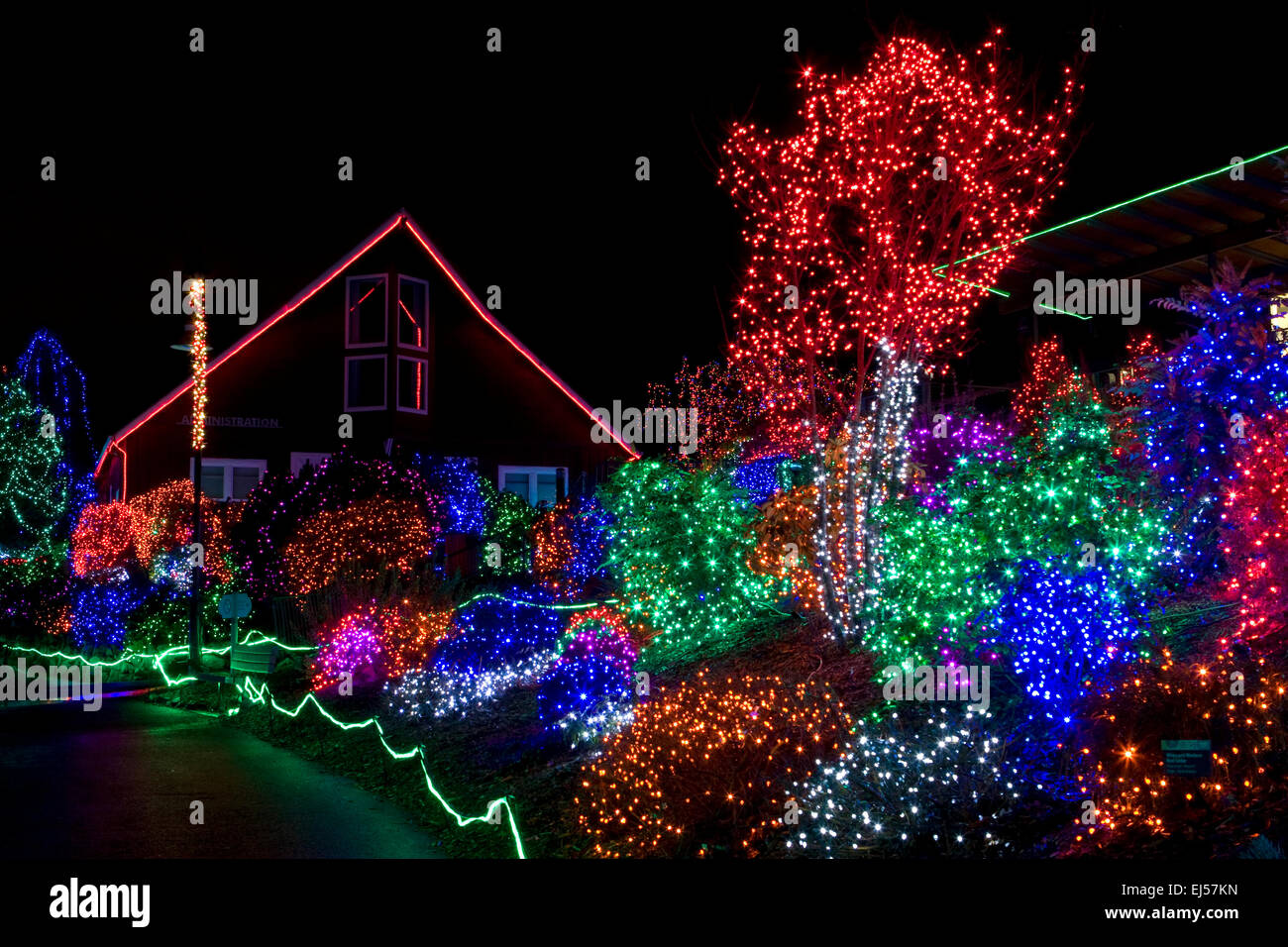 Zoolights at the Point Defiance Zoo in Tacoma, Washington Stock Photo ...