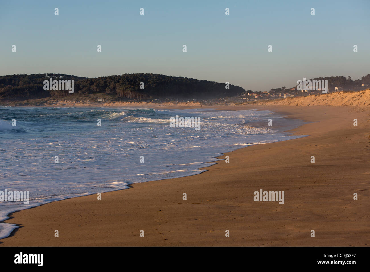 Doniños beach at sunset well known for surf in Ferrol. Galicia Stock ...