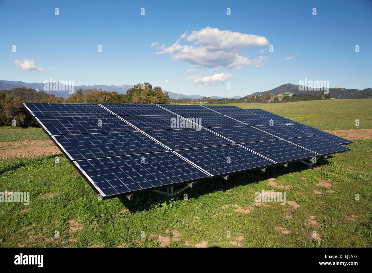 Solar panels and green grass, Oak View, California, USA Stock Photo - Alamy