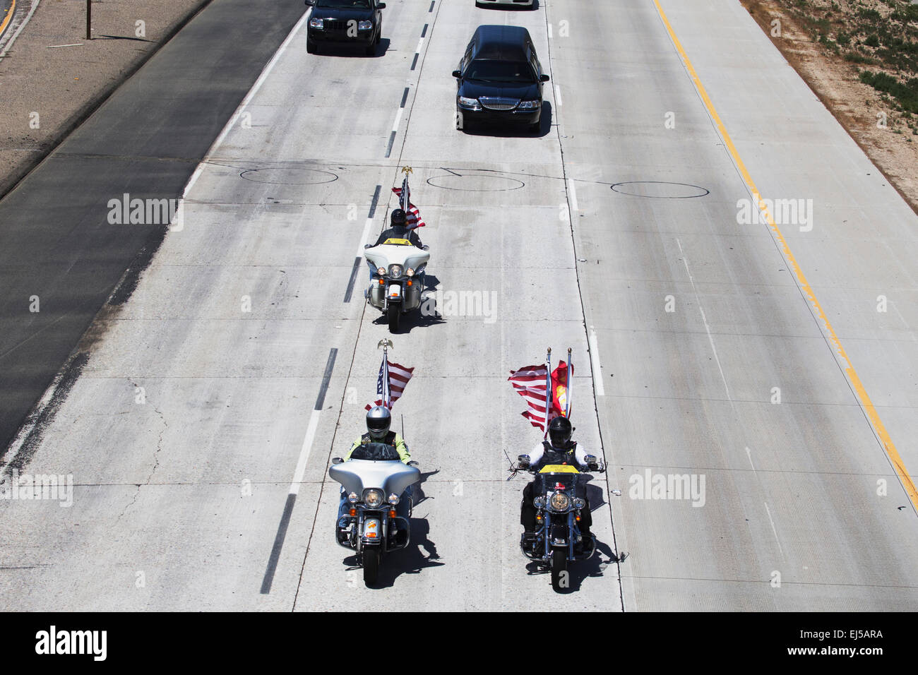 Patriot Guard Motorcyclists honoring fallen US Soldier, PFC Zach Suarez ...