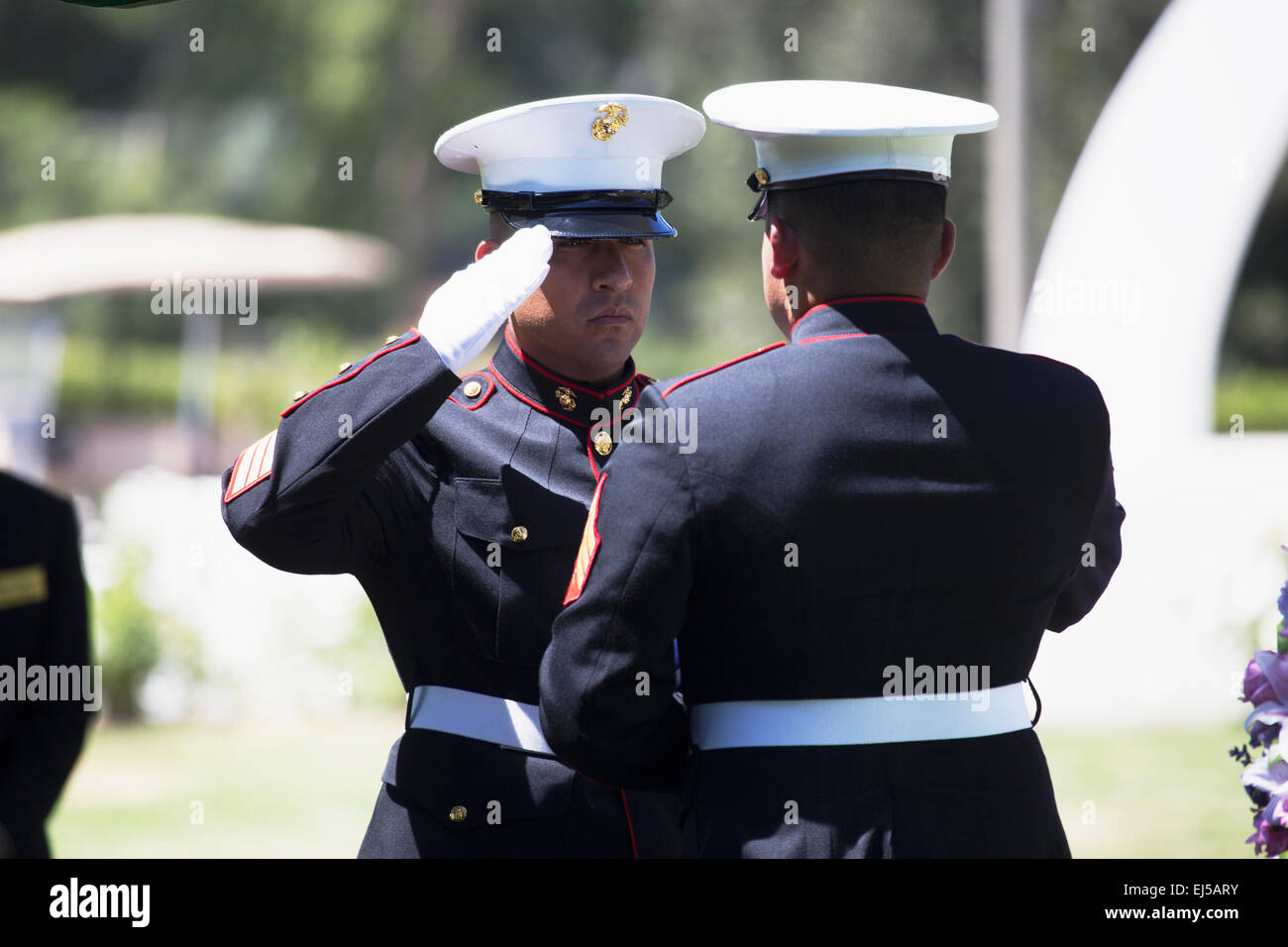 Marine folds flag at Memorial Service for fallen US Soldier, PFC Zach ...