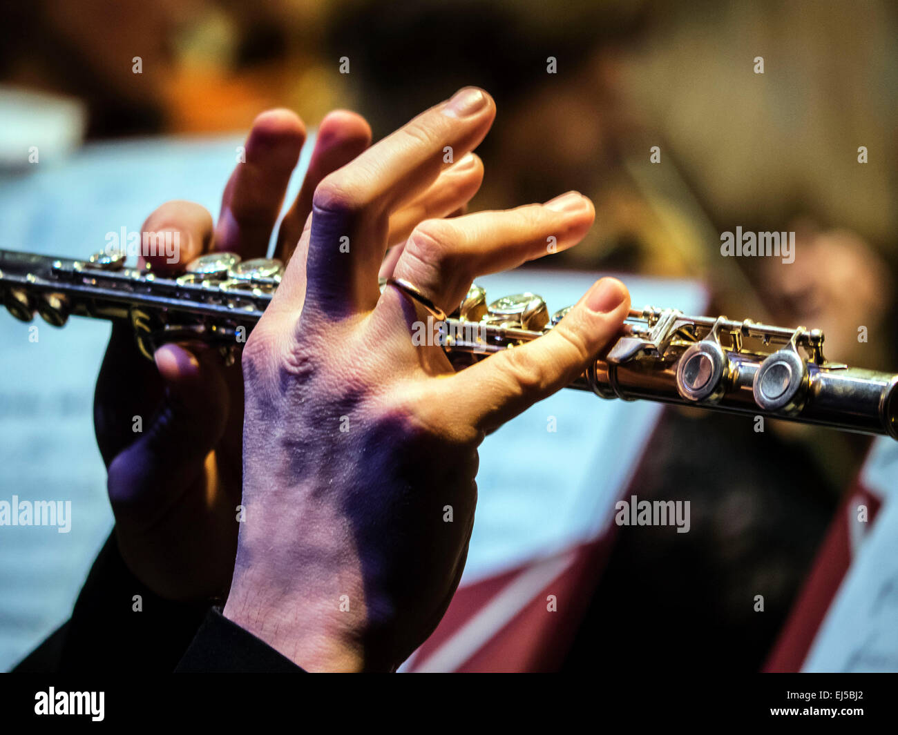 Kiev, Ukraine. 21st Mar, 2015. Flutist of the National Presidential ...