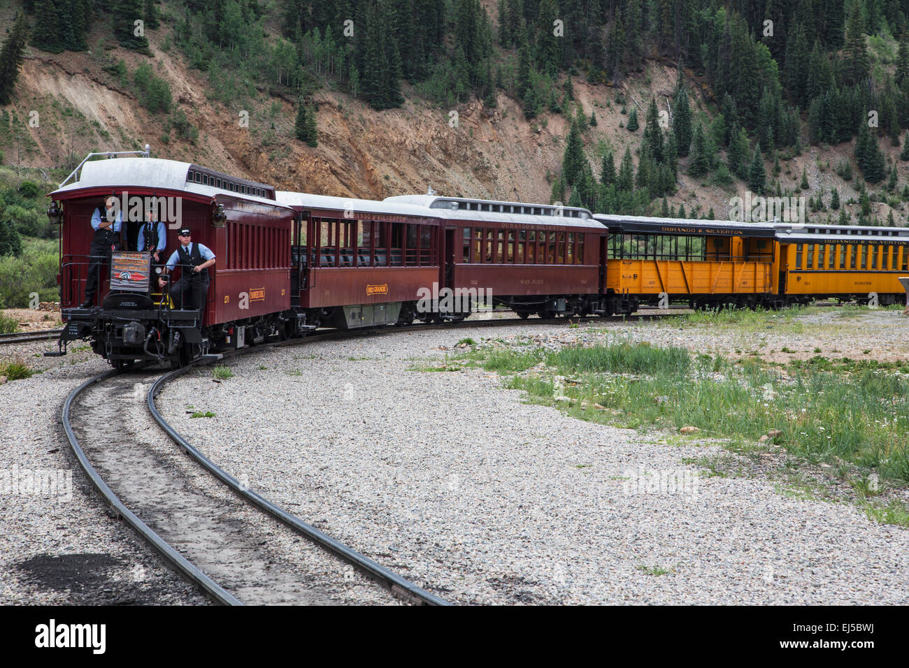 Three Brakemen on Durango and Silverton Narrow Gauge Railroad Steam ...