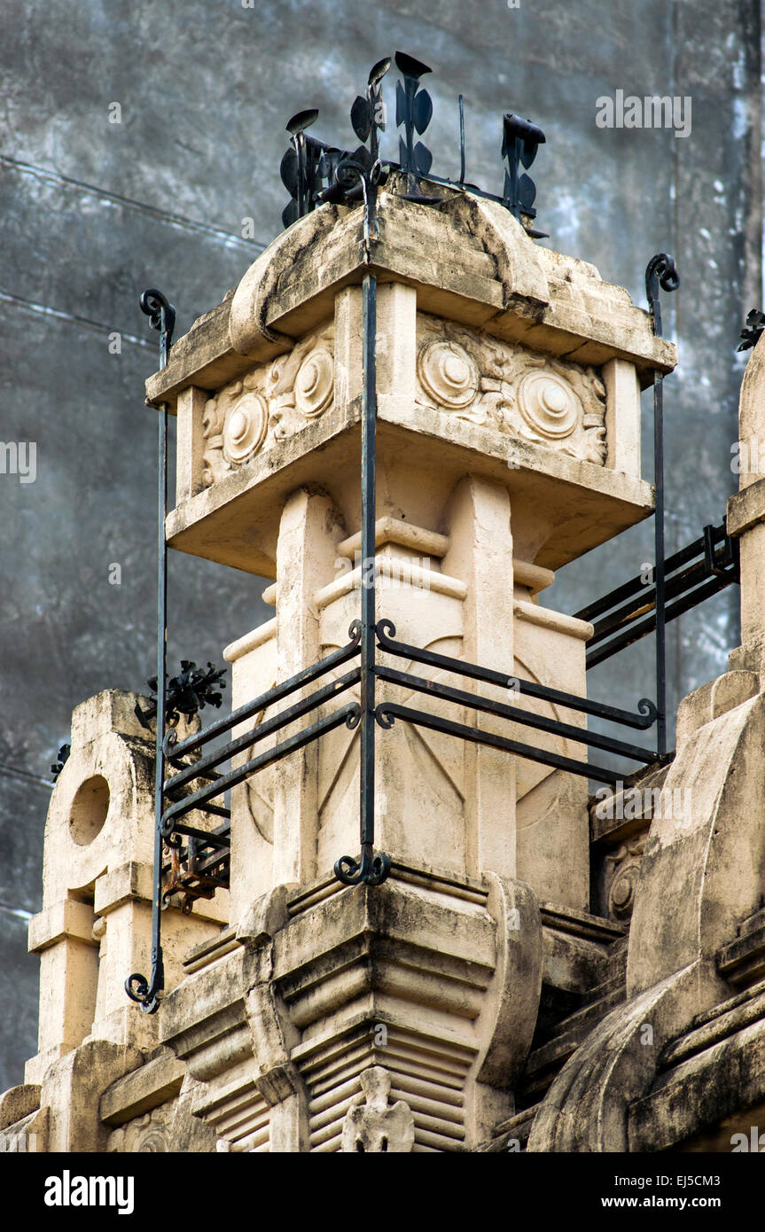 Colonial architecture detail, Calle Oliva, Central Asuncion, Paraguay ...