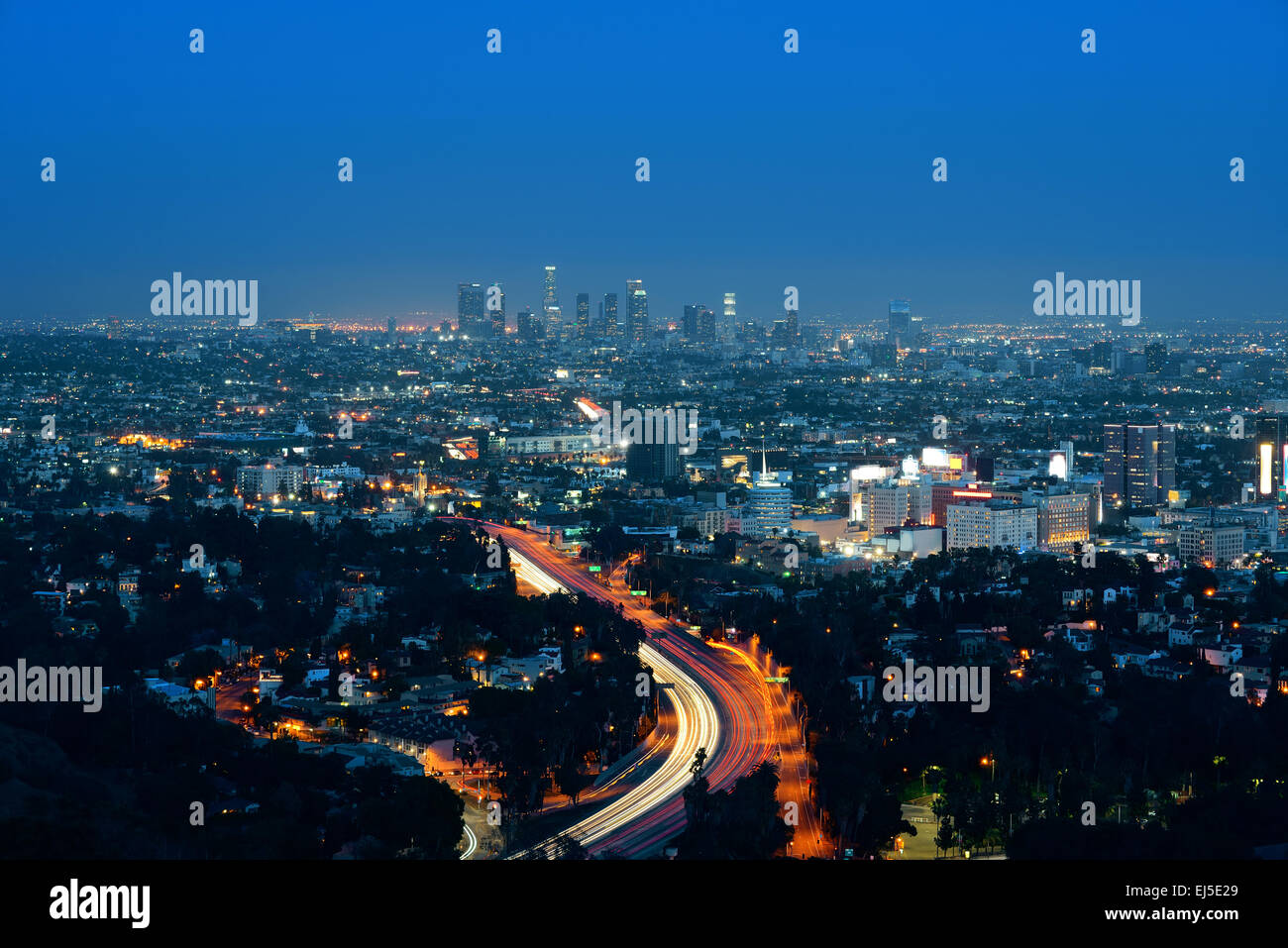 Los Angeles at night with urban buildings Stock Photo - Alamy