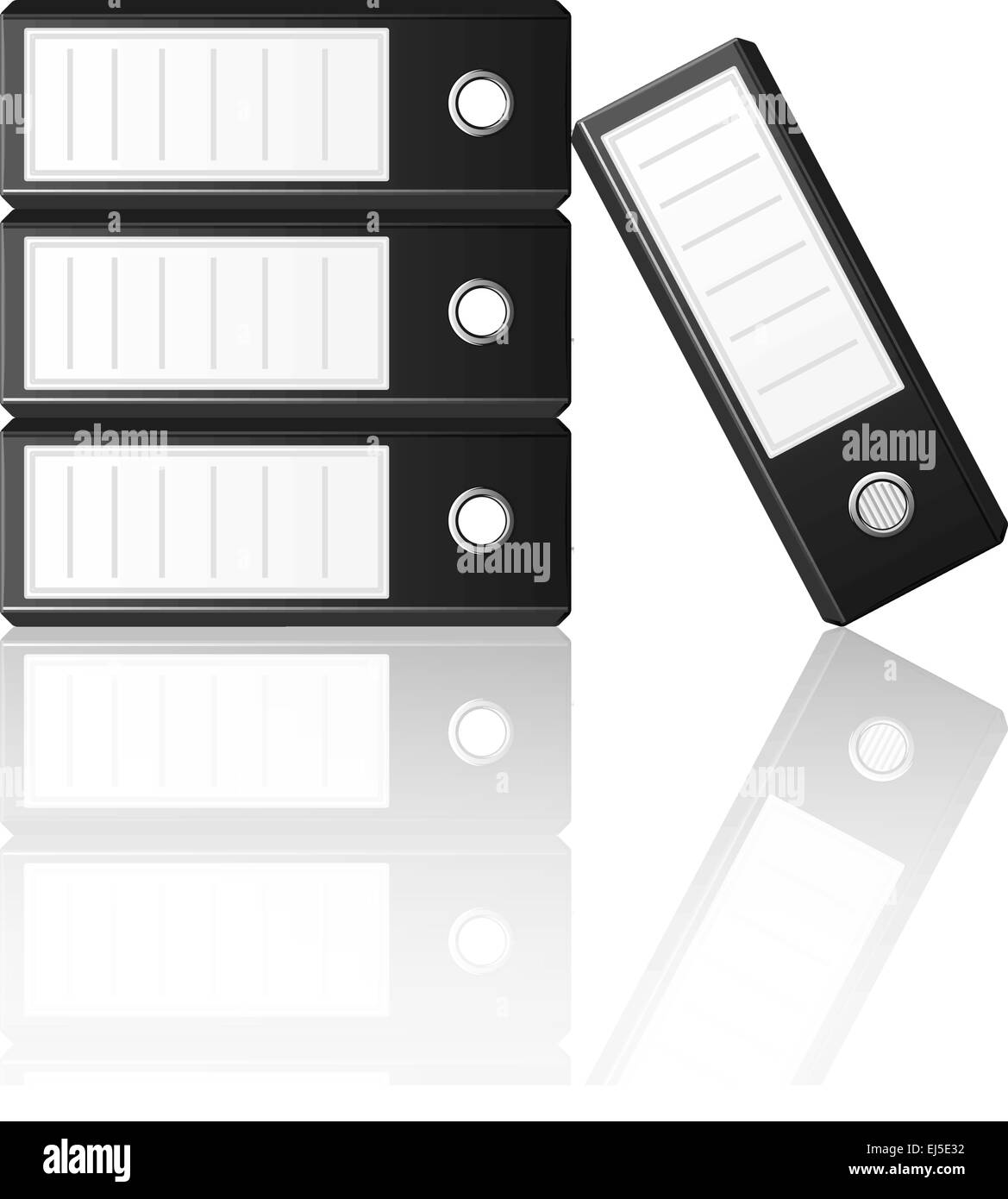 Black binders isolated on white background, vector illustration Stock ...