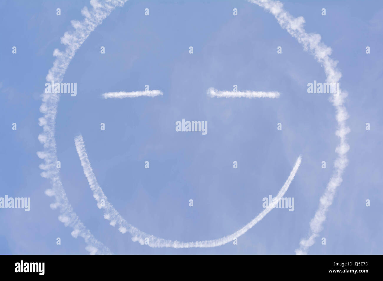 Lancaster CA, USA 21 MAR 2015 A happy face in the sky written by a sky ...
