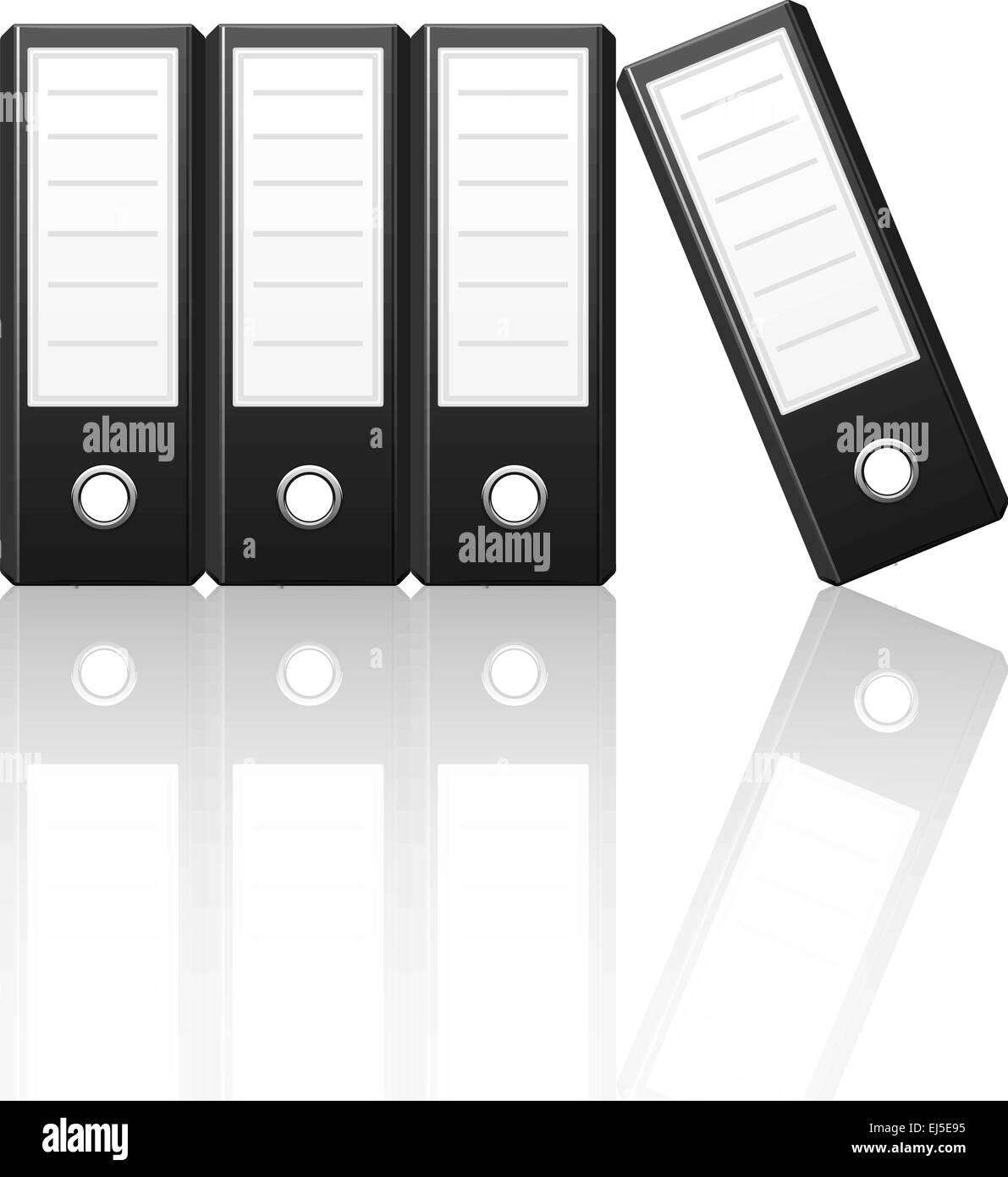 Black binders vertical isolated on white background, vector ...