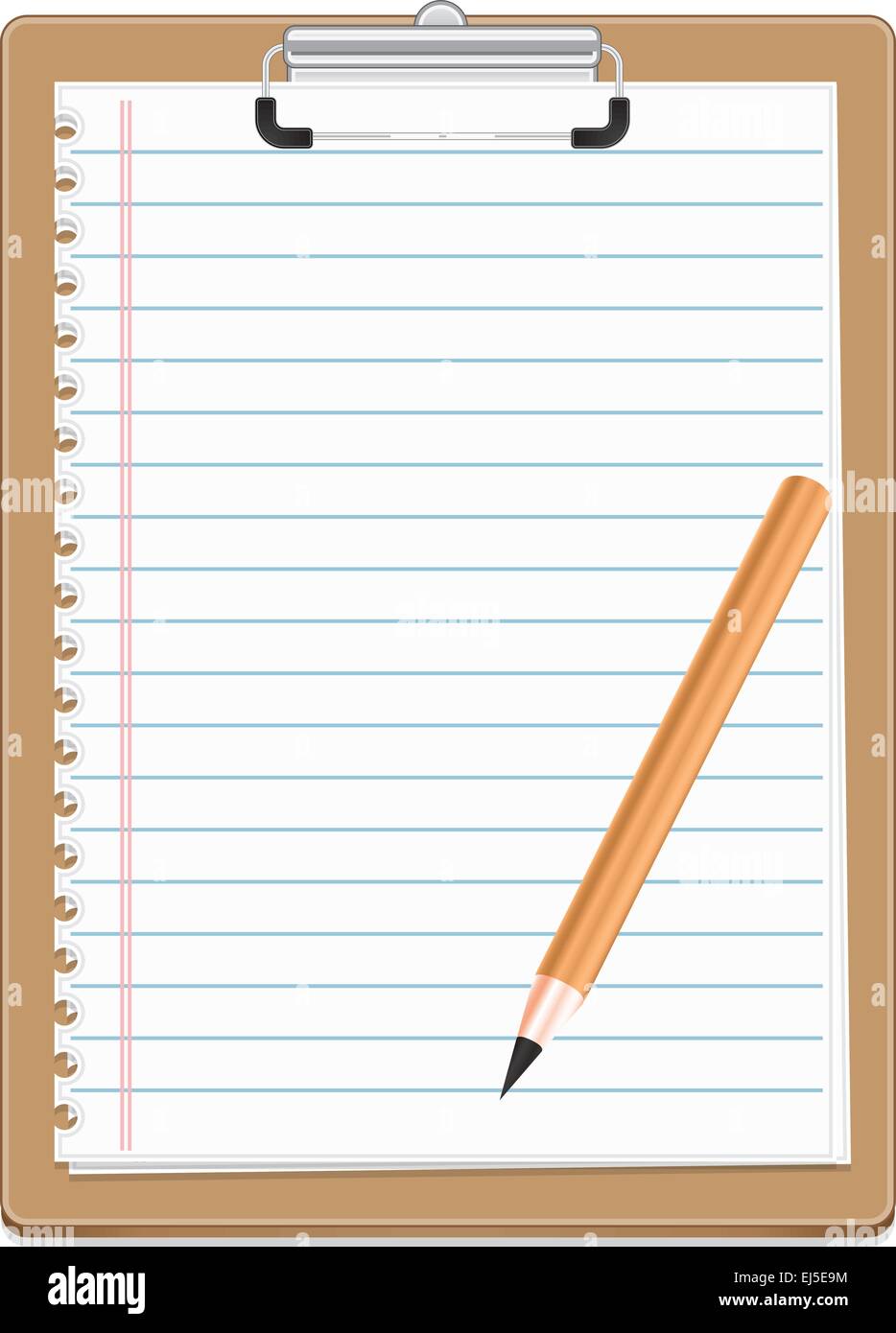 Clipboard with blank paper and pencil, vector illustration Stock Vector ...