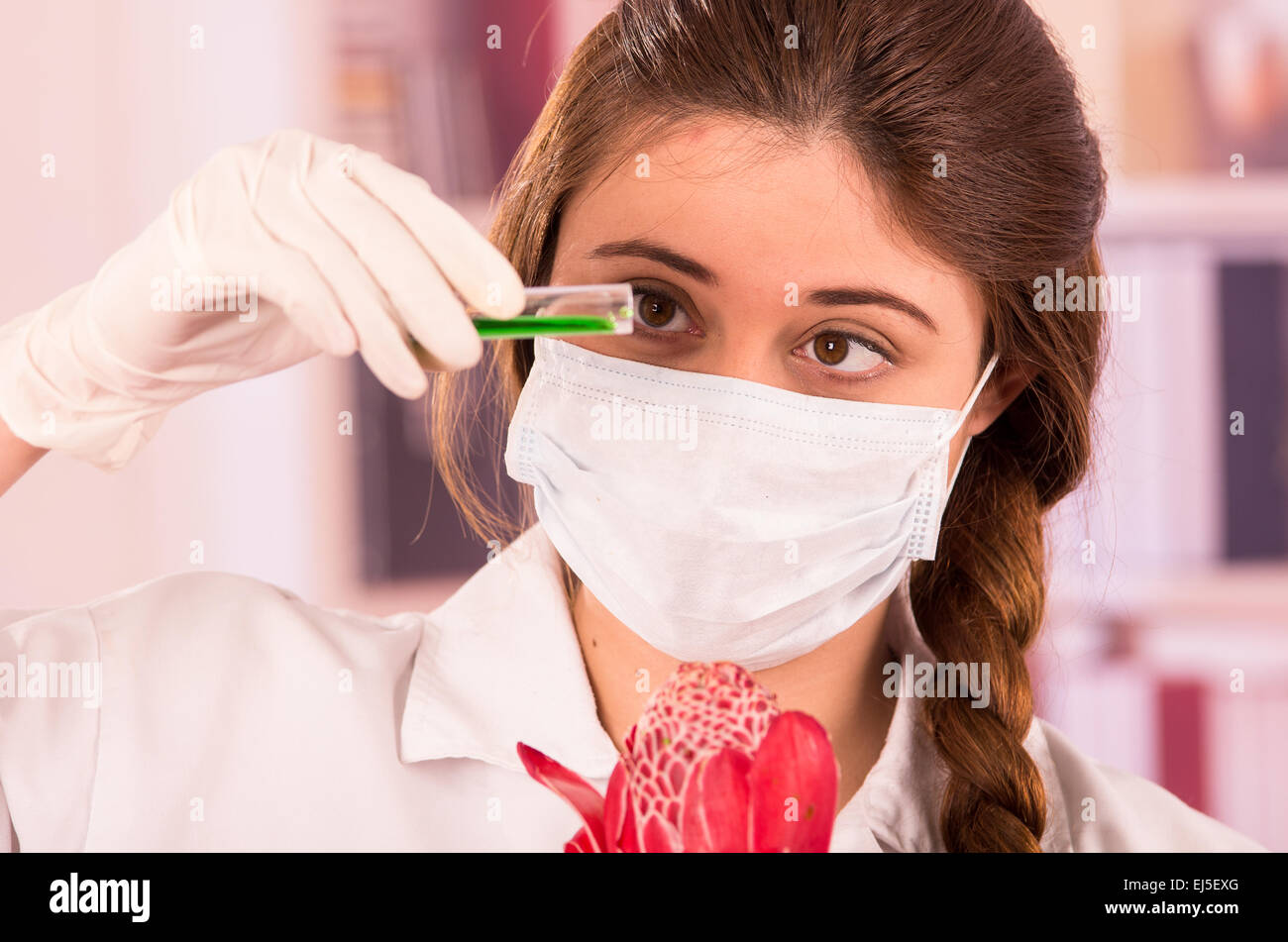 Female scientist researcher observing hi-res stock photography and ...