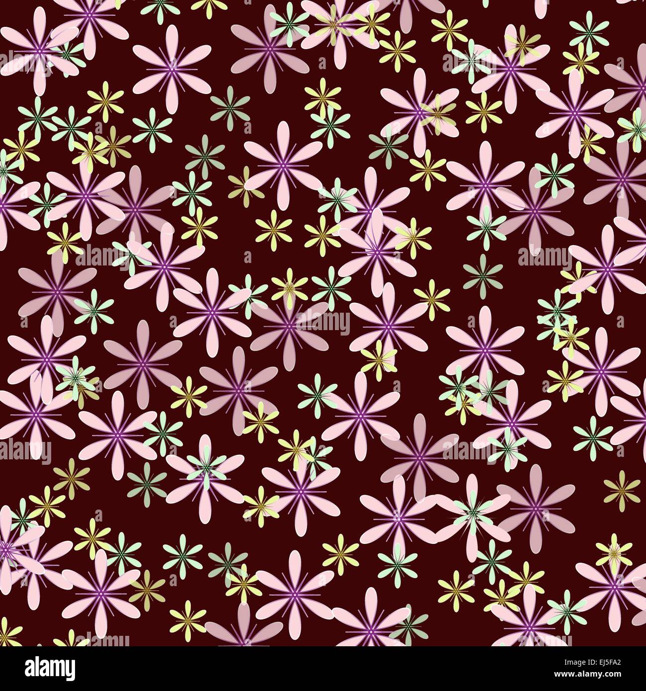 Seamless vector floral pattern on dark red background Stock Vector ...