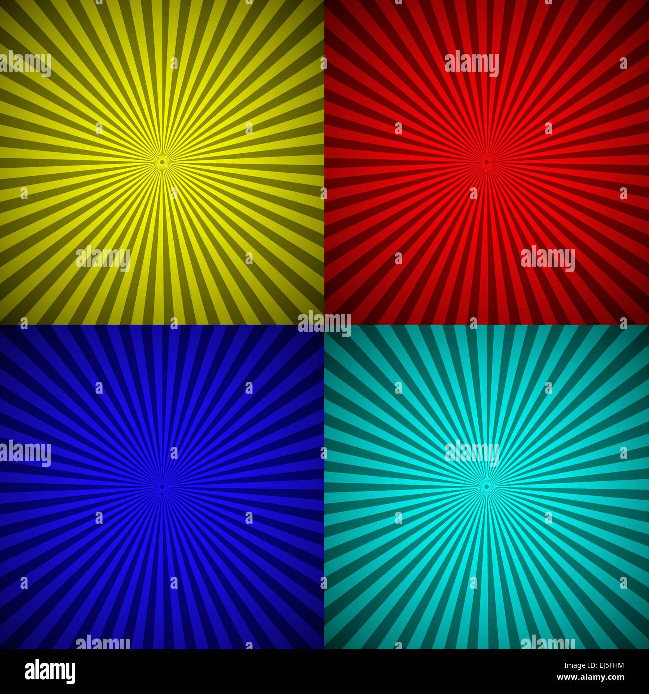 Set of colourful radial rays abstract background, vector illustration ...