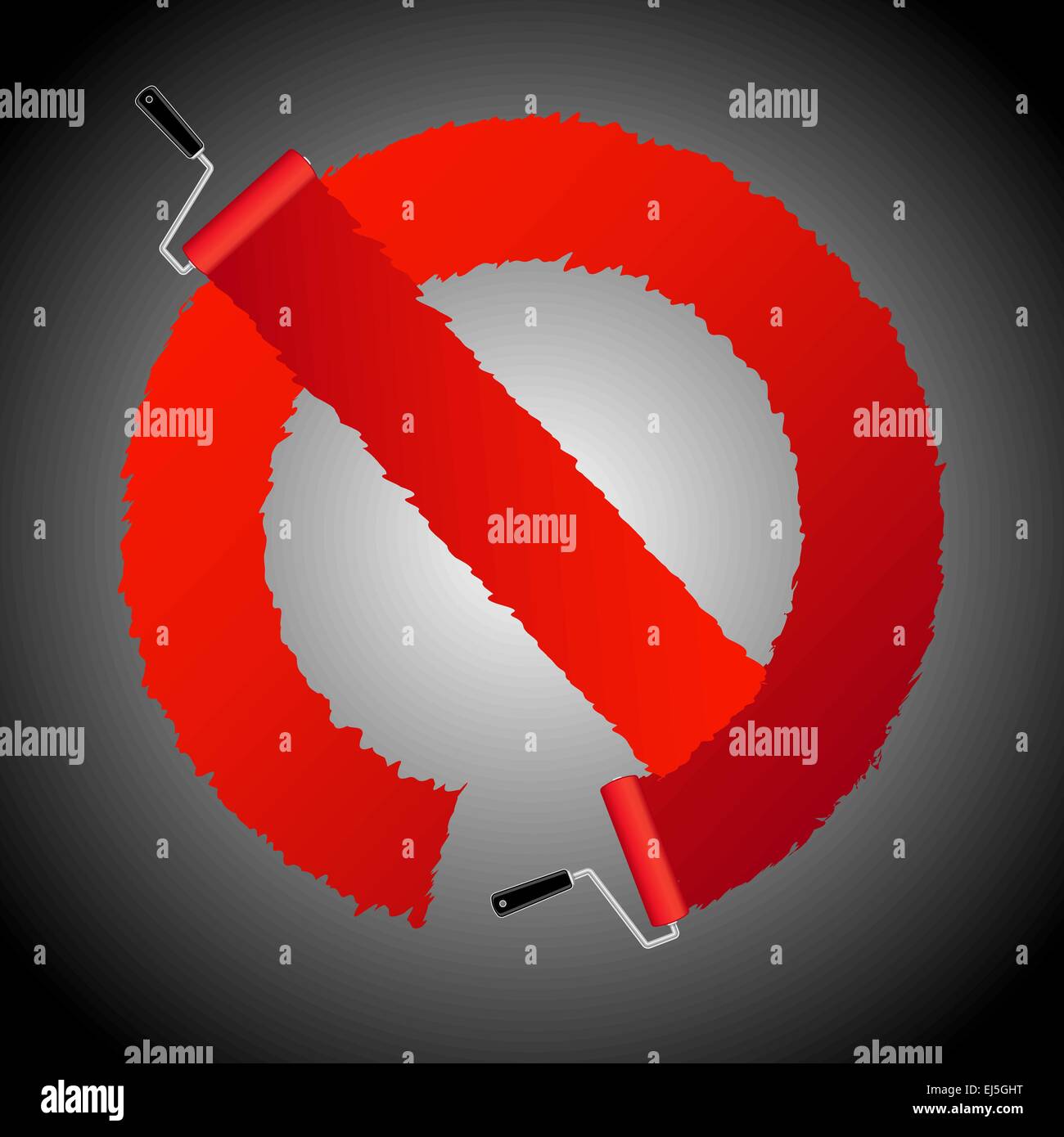 Not allow sign from paint roller brush, vector illustration Stock ...