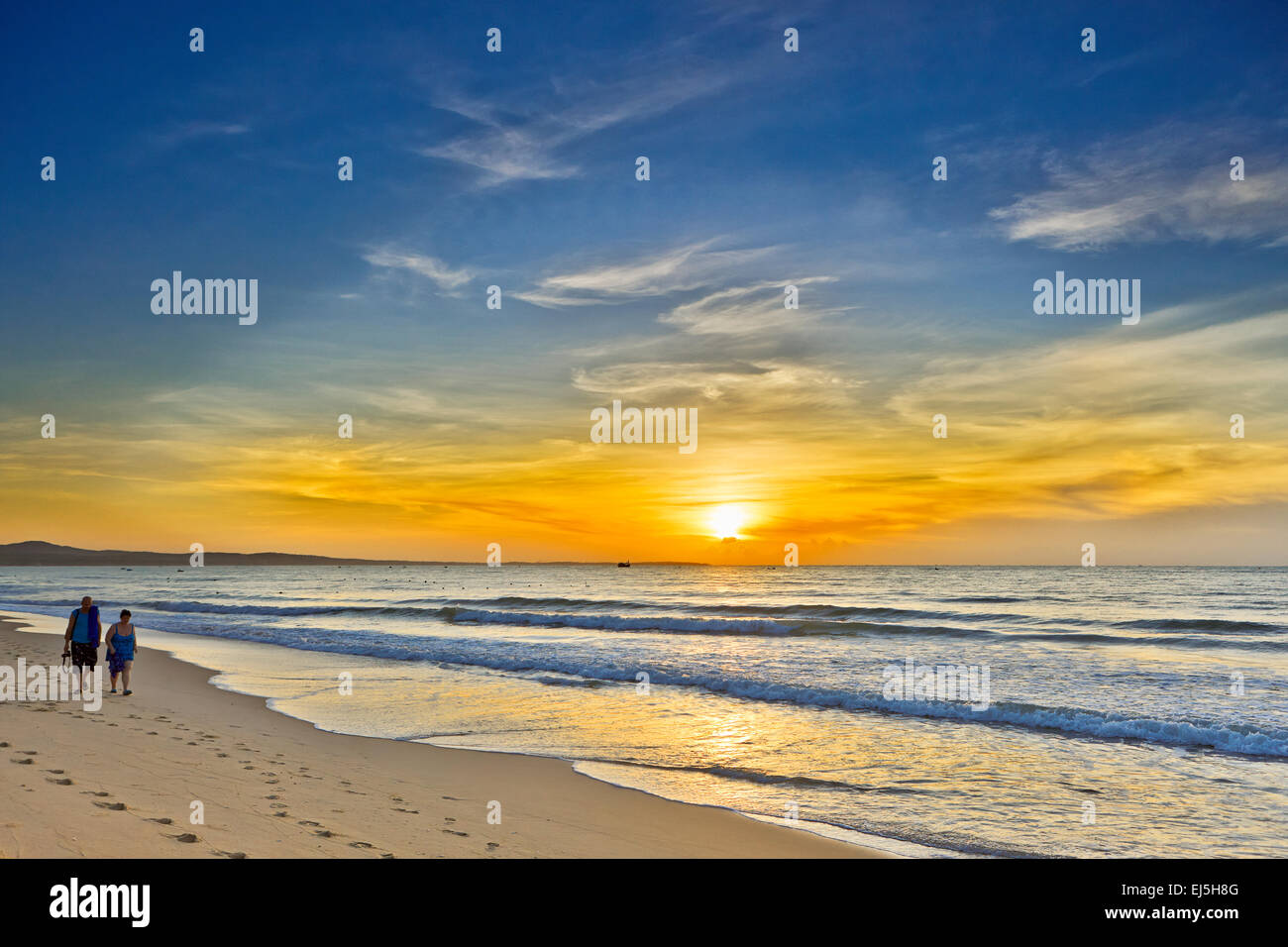 Sunrise on the beach. Mui Ne, Binh Thuan Province, Vietnam Stock Photo ...